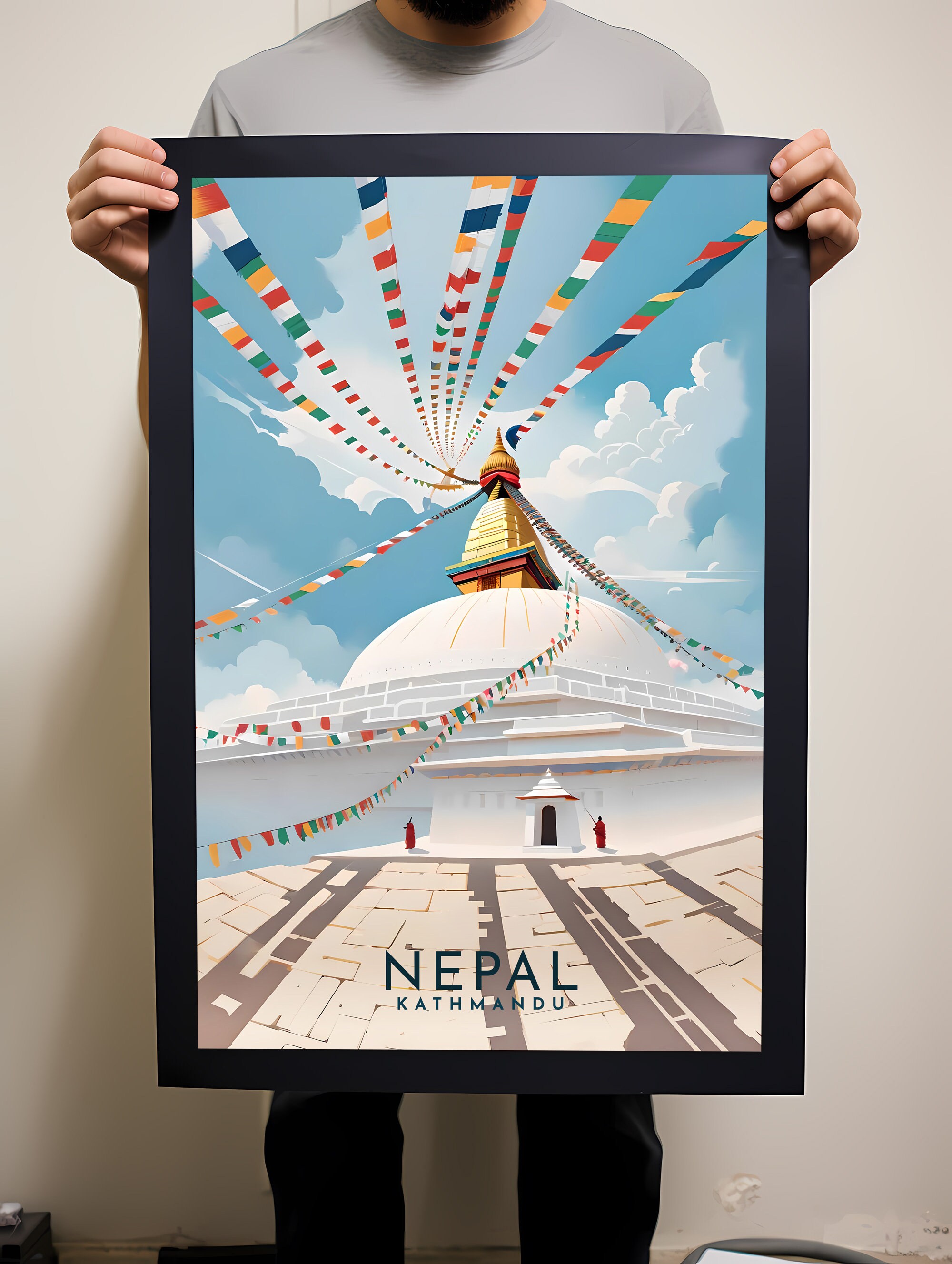 Nepal Kathmandu Travel Poster Digital Printable Wall Art, Instant ...