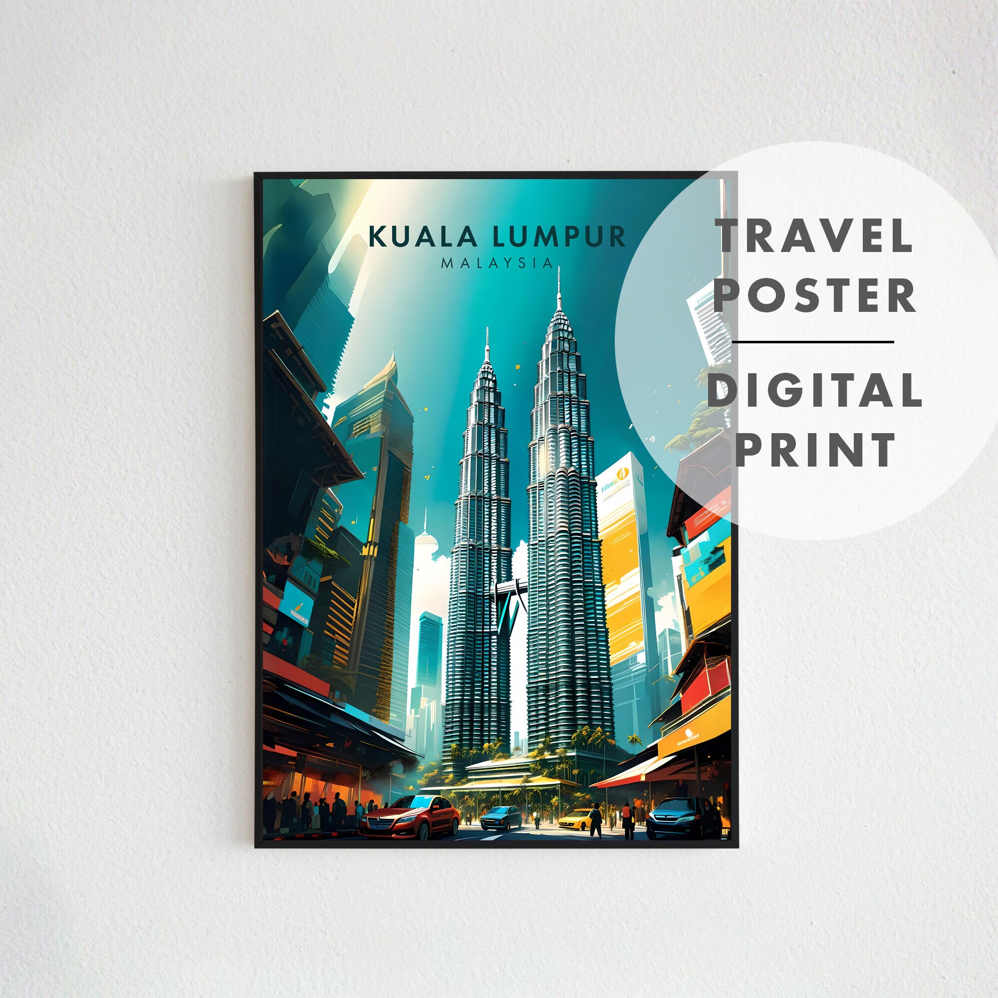 Malaysia Travel Poster Digital Printable Wall Art, Kuala Lumpur Instant ...