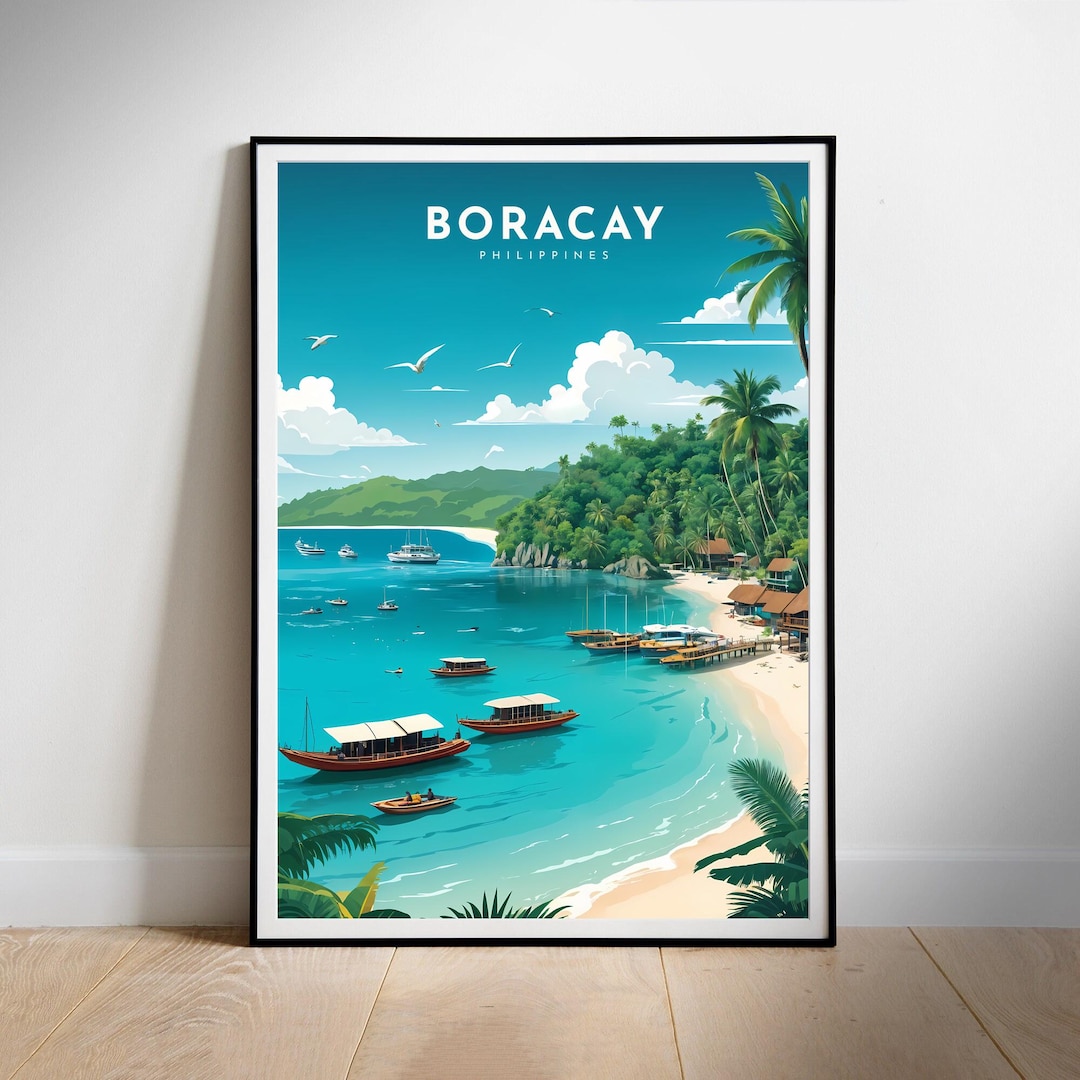 Boracay Travel Poster Digital Printable Wall Art, Philippines Instant Download, Hanging Decor ...