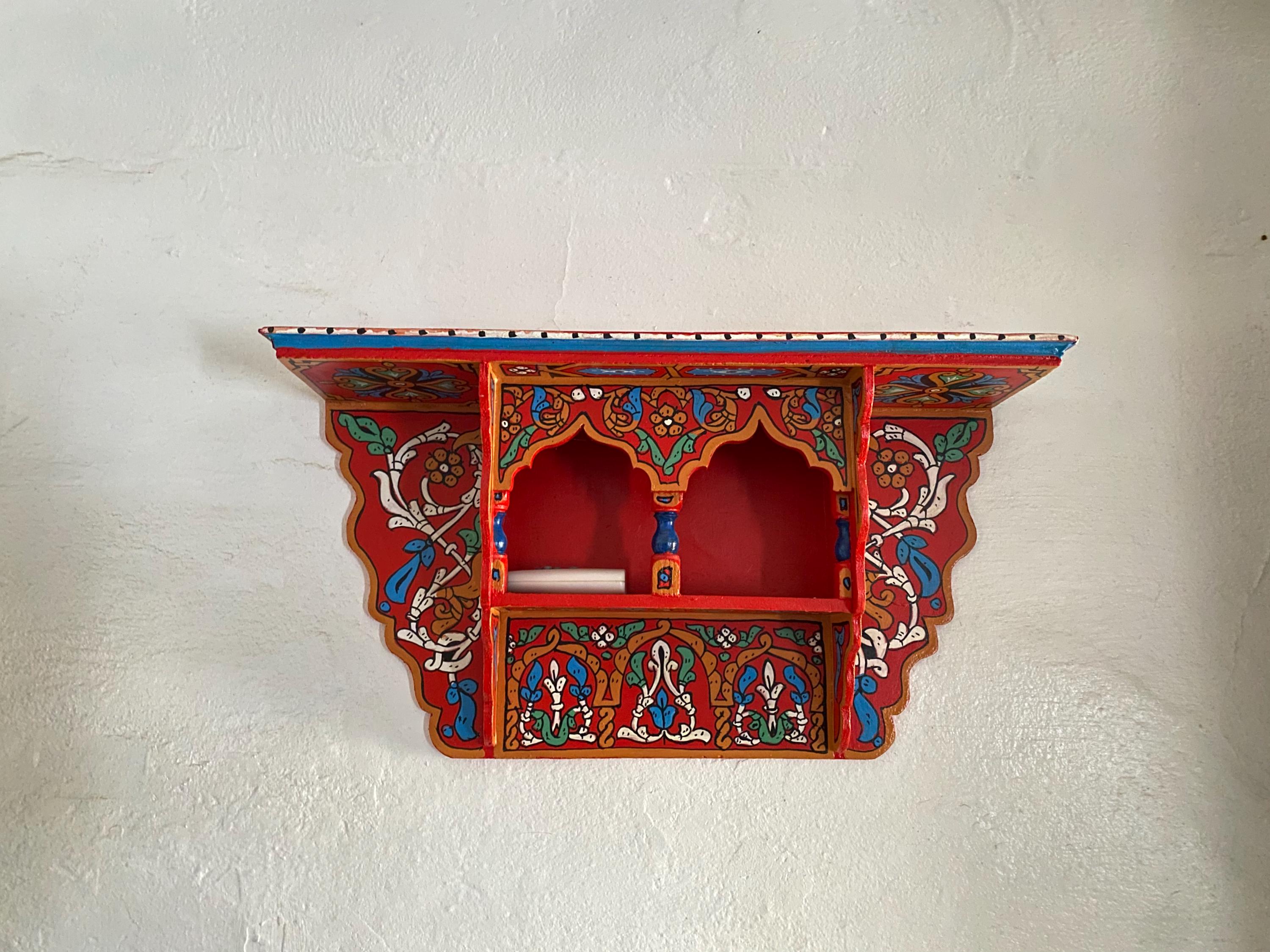 Moroccan Zouak Wall Hanging Shelf Handpainted & Handmade Wood Shelf - Etsy