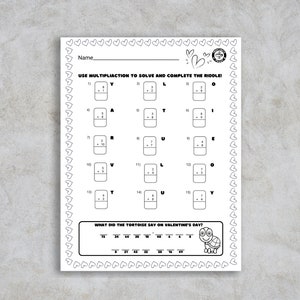 Printable Multiplication Math Worksheet With Valentines Day Riddle ...