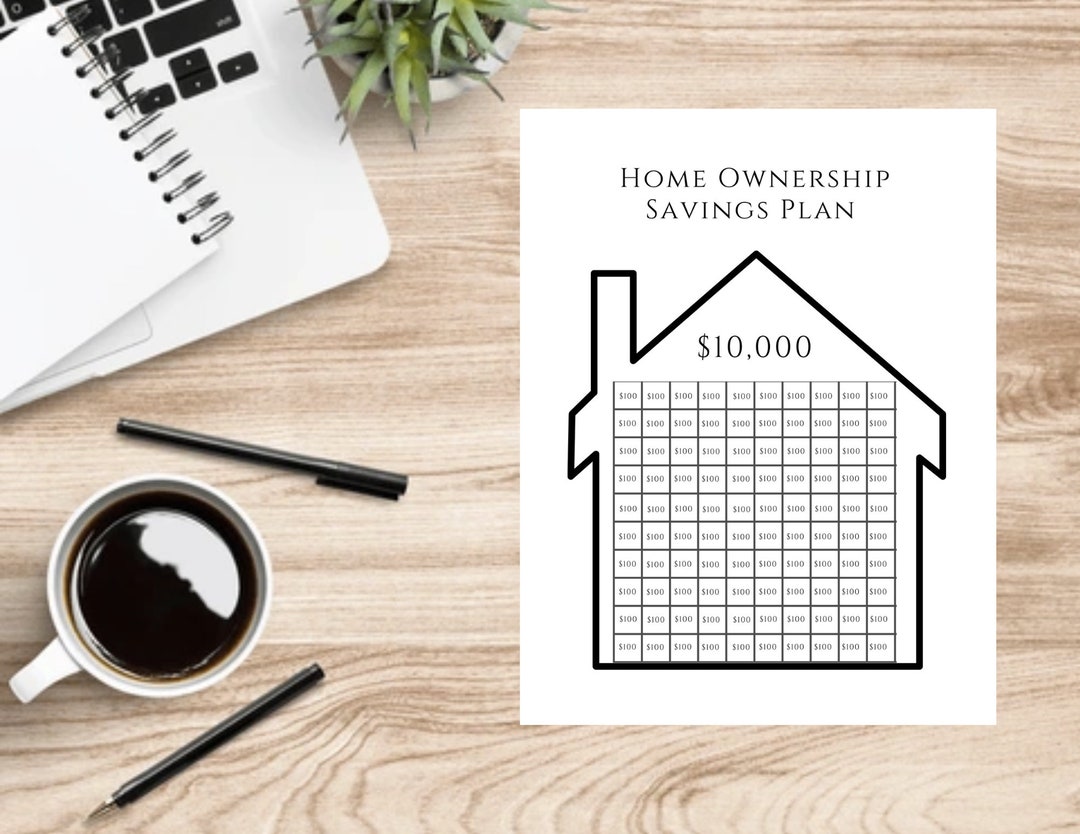 10K Savings Challenge House Tracker Instant Download Printable Savings ...