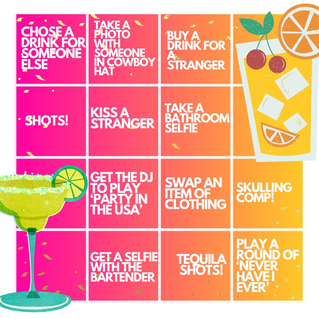 Colourful Pub Crawl Bingo Card - Etsy Australia