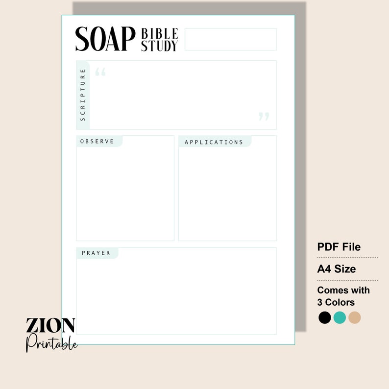SOAP Bible Study Template Printable, SOAP Method Bible Verse Mapping ...
