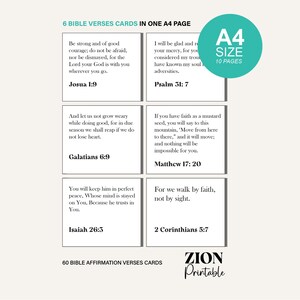 60 Encouraging Verse Cards, Printable, Scripture Cards, Bible Memory ...