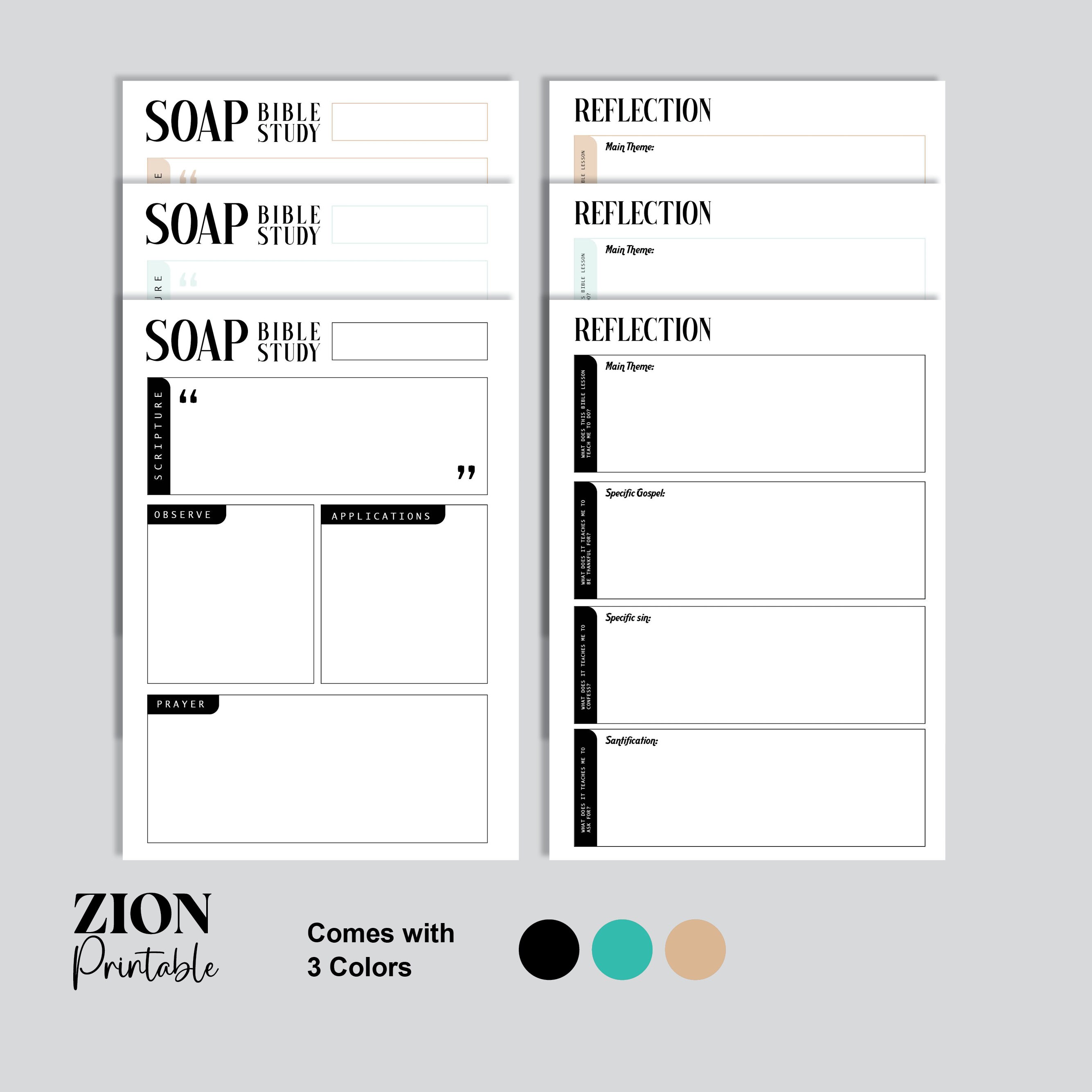 SOAP Bible Study Template Printable, SOAP Method Bible Verse Mapping ...