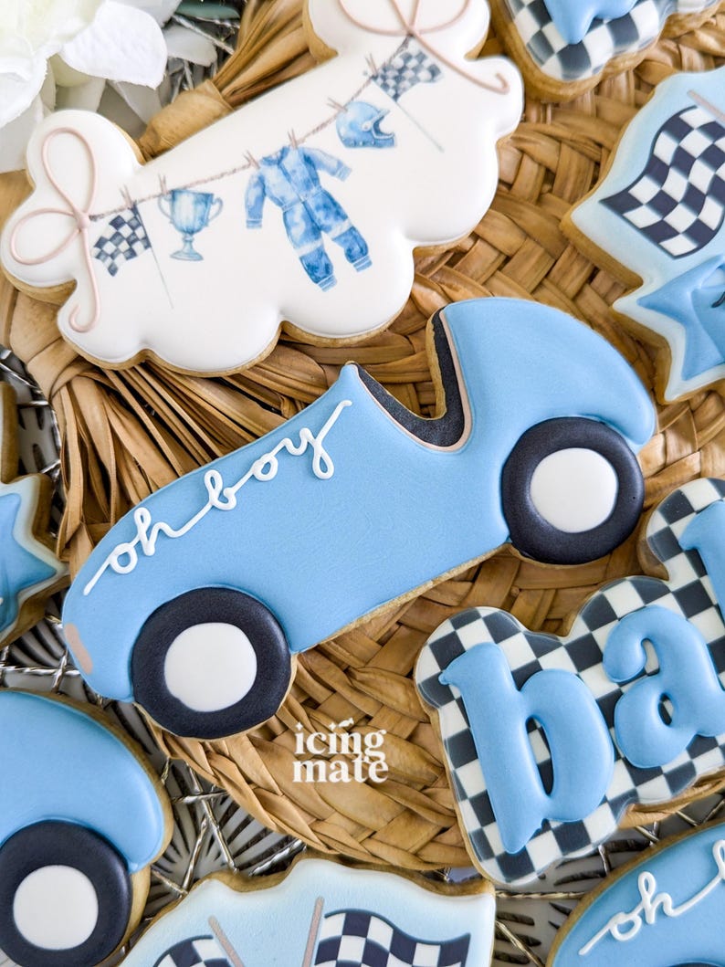 Toy Race Car Nearing the Finish Line Baby Shower Set Cookie Cutters - Etsy