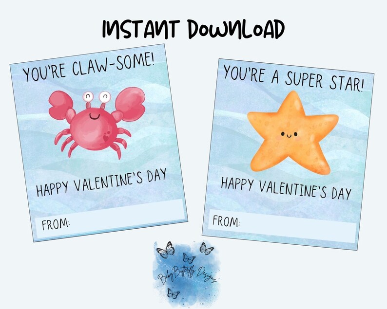 Instant Download- Under the Sea Printable Valentine's Cards, School ...