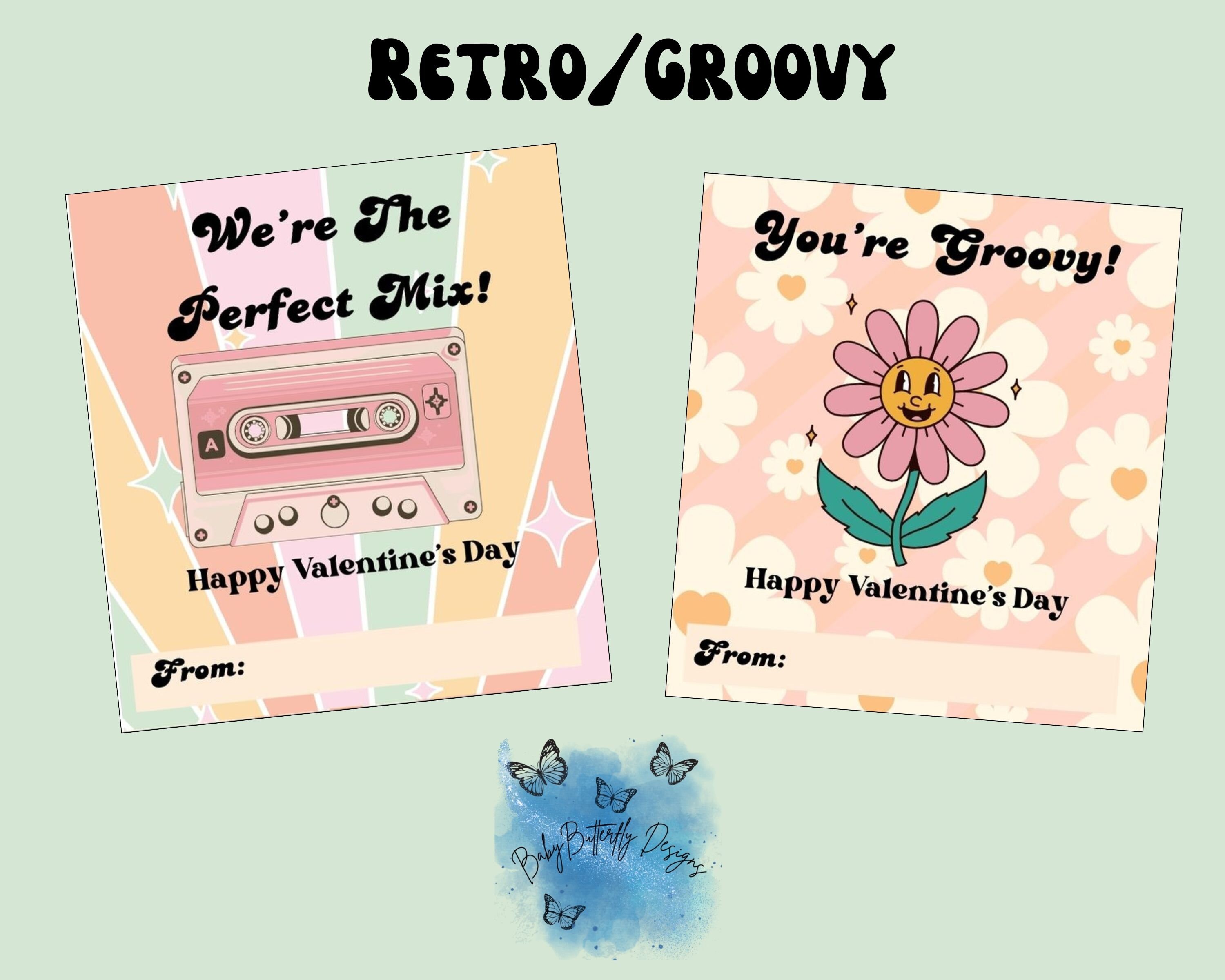 Instant Download-retro Printable Valentine's Cards, School, Gift Tags ...