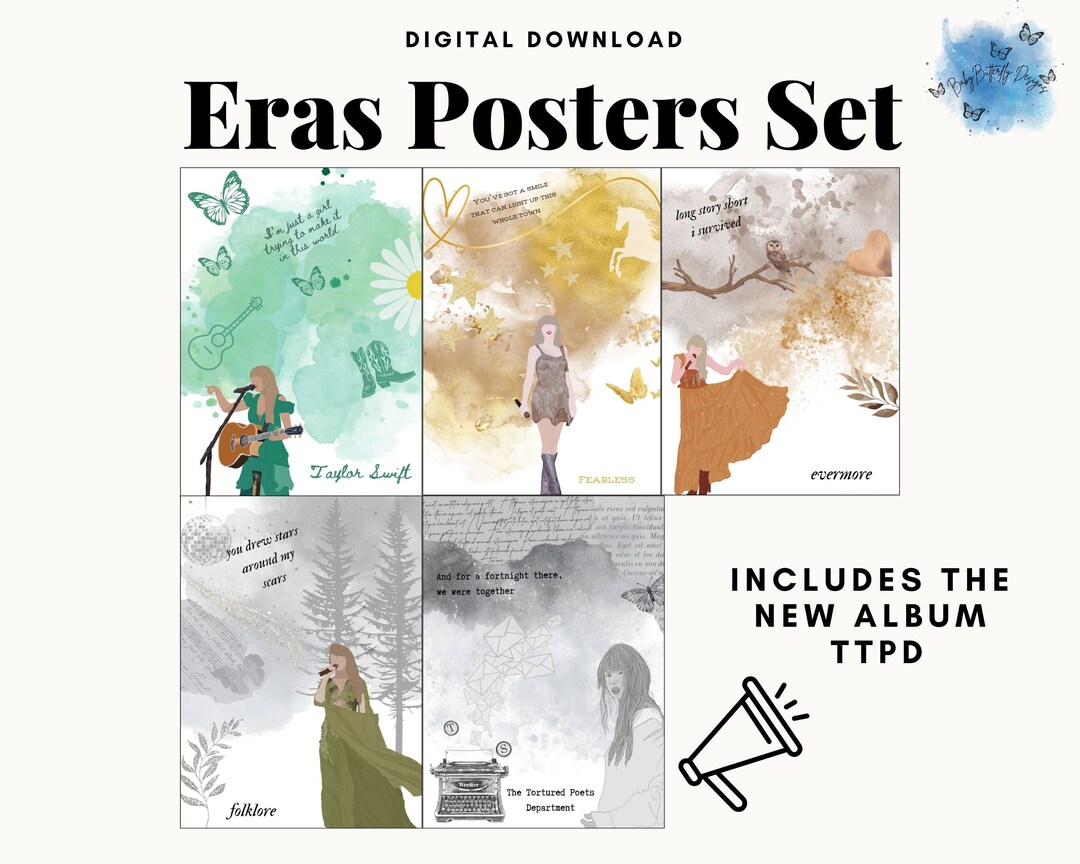 Taylor Swift Eras Posters Set 2 Instant Download. Party Decor, Wall Art ...