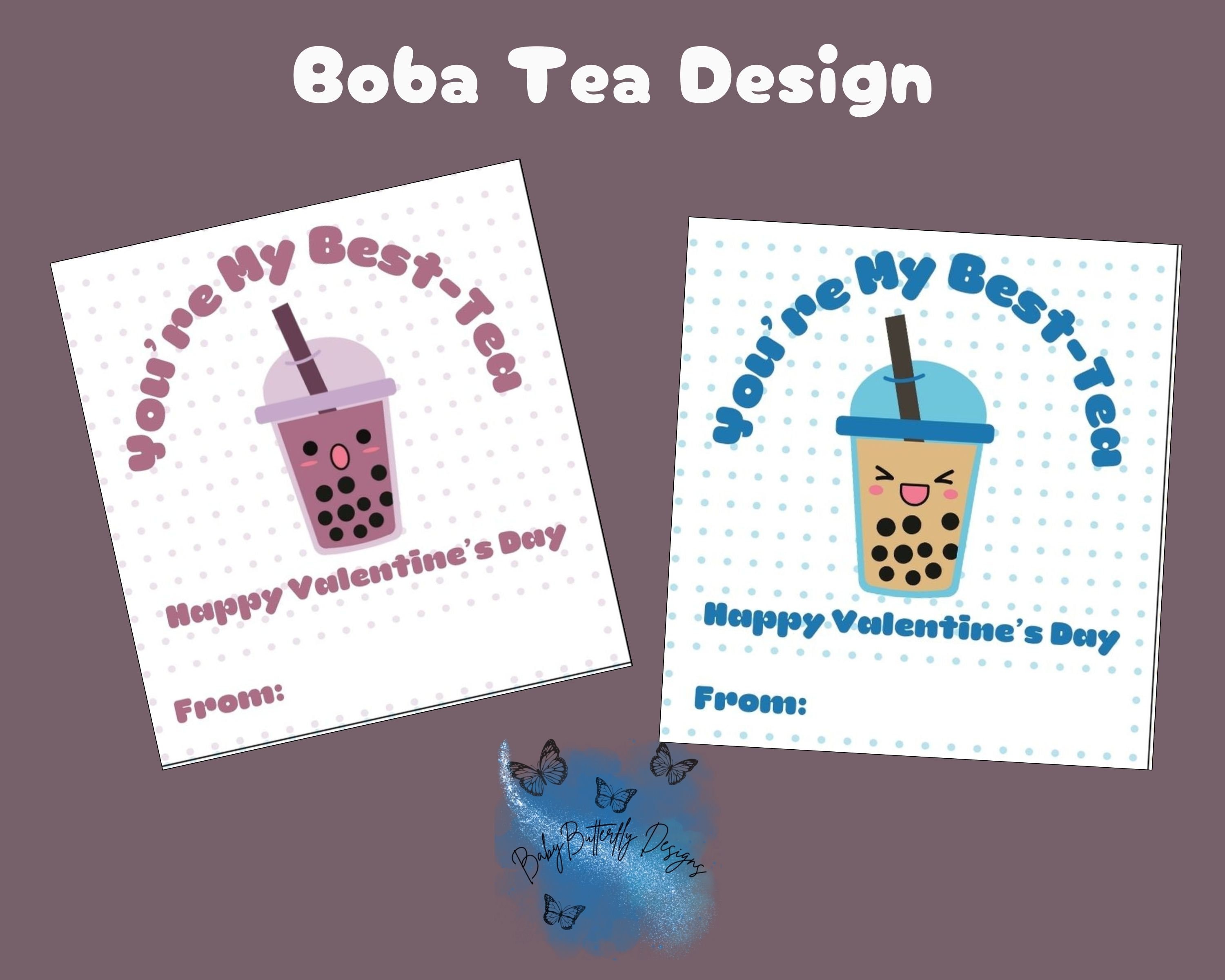 Printable Boba Tea Valentines Cards- Instant Download, School, Gift Tag ...