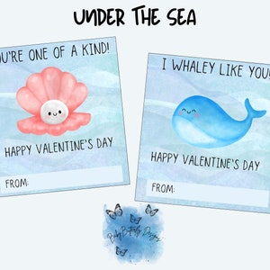 Instant Download- Under the Sea Printable Valentine's Cards, School ...