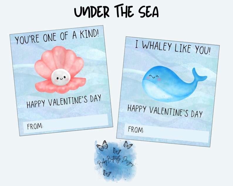 Instant Download- Under the Sea Printable Valentine's Cards, School ...