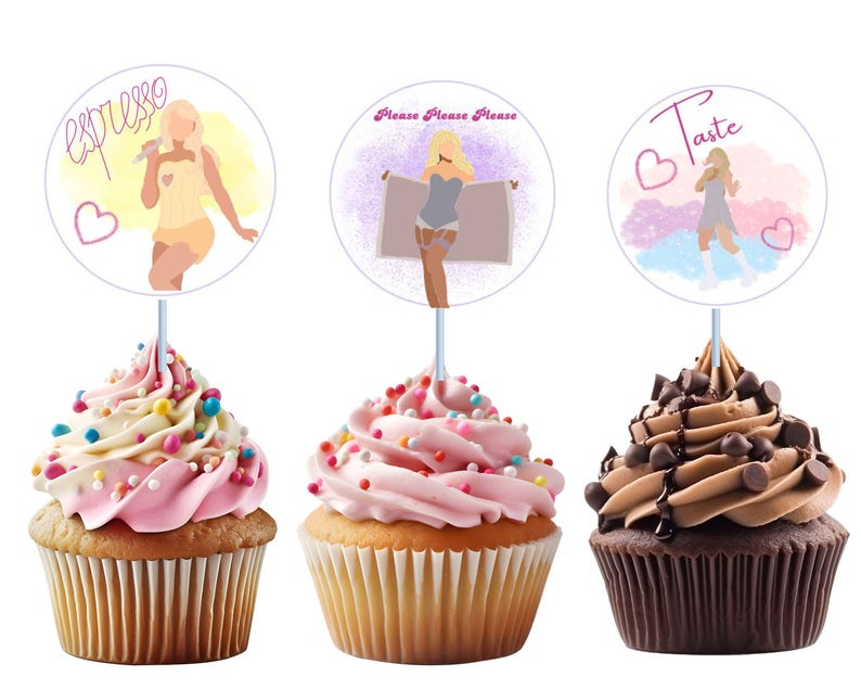 Printable Sabrina Carpenter Short N Sweet Party Cupcake Toppers ...