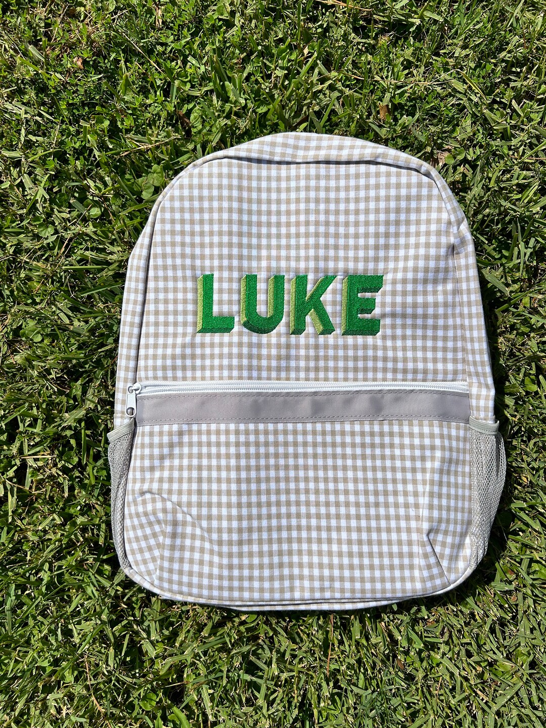 Gingham Backpack Customized Embroidered Full-size Back-to-school - Etsy