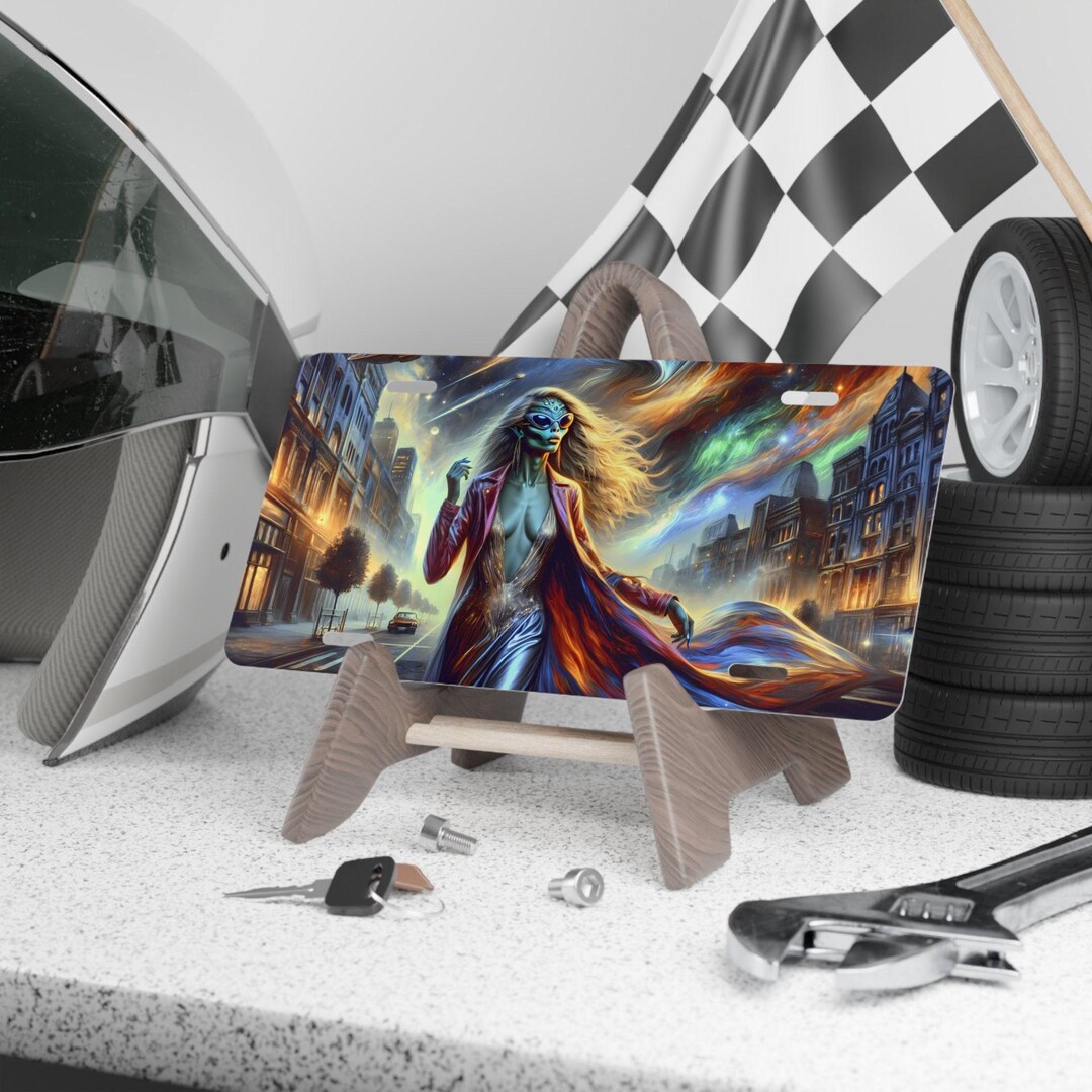 UFO Vanity Art Plate: Elevate Your Ride's Style With Unique Alien Car ...