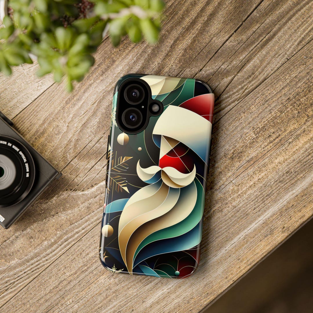 Festive Santa Art Deco Inspired Cellphone Case for Holiday Cheer ...