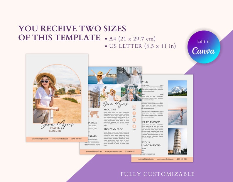 Travel Blogger Media Kit Template: Influencer Rate Card (digital ...