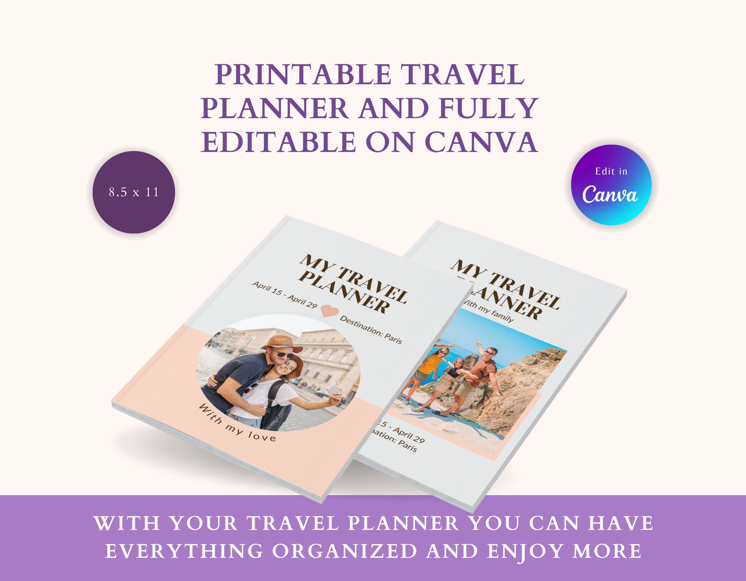 Editable Travel Planner Template, Trip Itinerary, Printable Travel ...