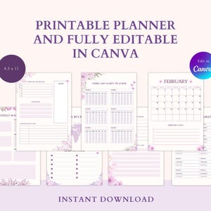2026 Rose Planner Template: Floral Agenda, Goals, Habits (canva ...