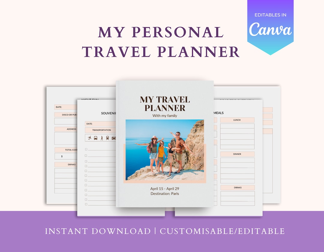 Editable Travel Planner Template, Trip Itinerary, Printable Travel ...