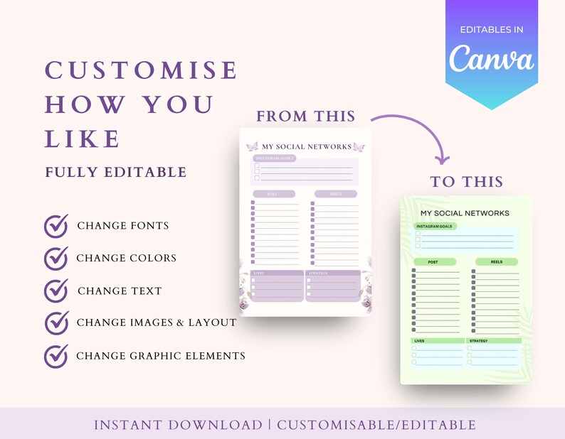 2026 Purple Floral Planner Template: Editable Canva Life Planner ...
