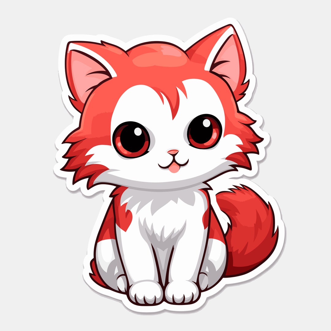 Stickers With Pictures of Dogs and Cats in Orange, Red and Blue Can Be ...