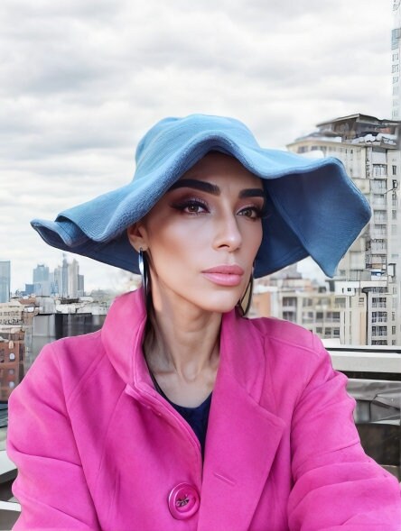 Deep Ocean Wide Brim Crochet Hat, Summer Holidays Hat, Top Hat, Elegant ...