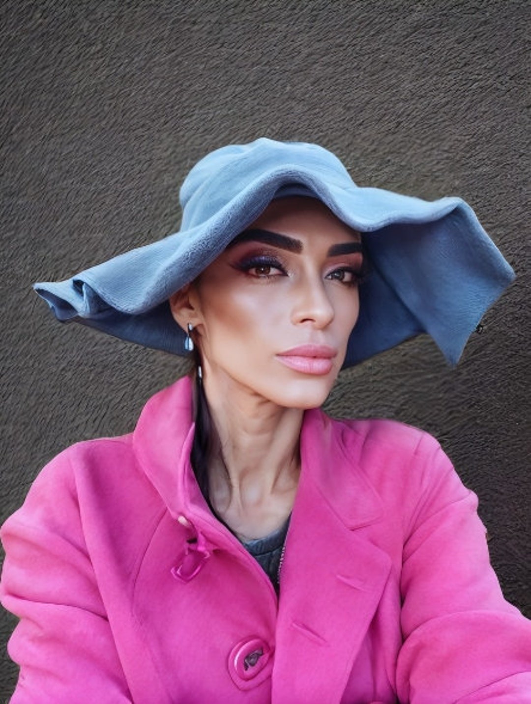 Deep Ocean Wide Brim Crochet Hat, Summer Holidays Hat, Top Hat, Elegant ...