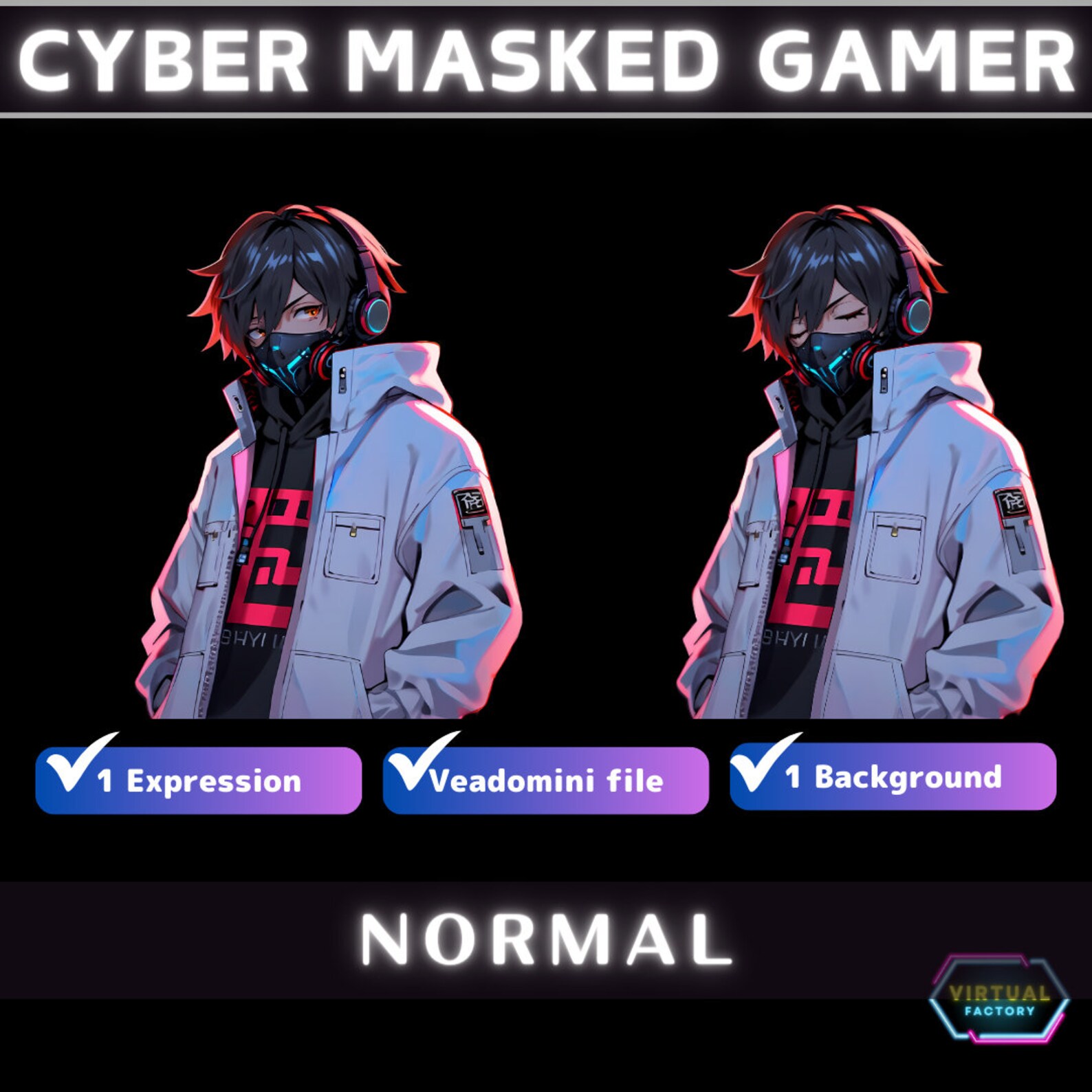 Pngtuber Premade Model Cyber Masked Gamer Boy | Twitch | Youtube ...