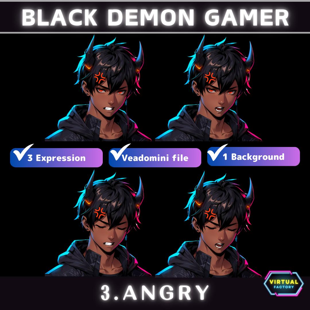 Premade Pngtuber Model Black Demon Boy Vtuber Model Cute Male PNG ...
