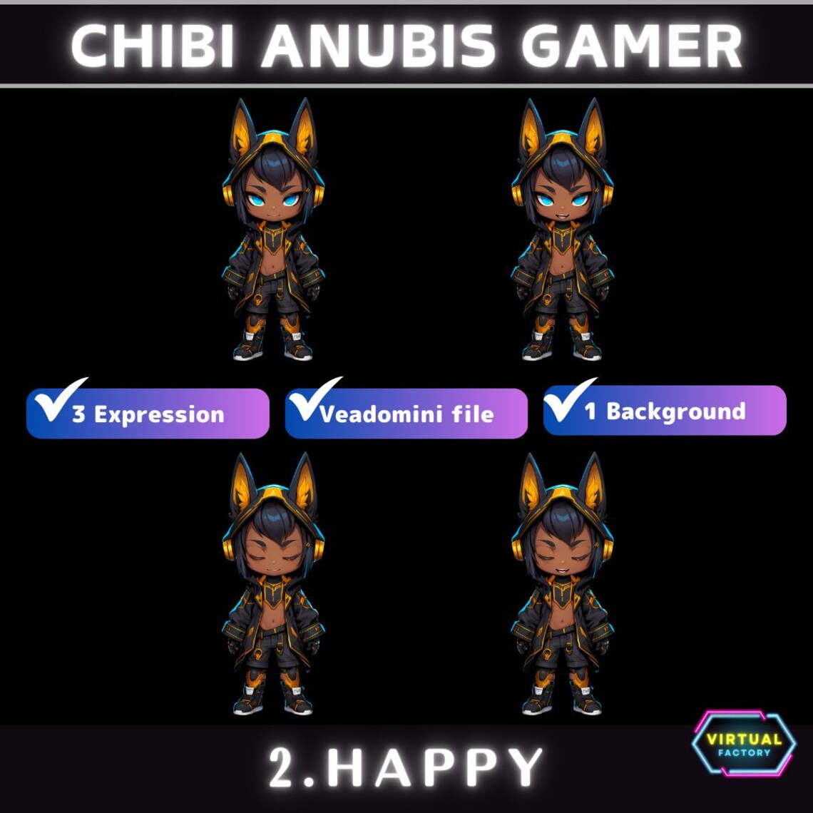 Premade Pngtuber Model Chibi Anubis Boy Vtuber Model Cute Male PNG ...