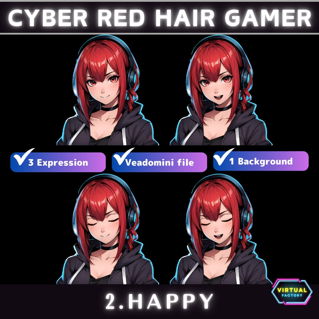 Premade Pngtuber Model Red Hair Girl Vtuber Model Female PNG Vtuber ...