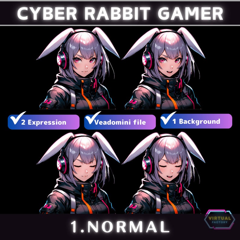 Premade Pngtuber Model Rabbit Girl Vtuber Model Female PNG Vtuber ...