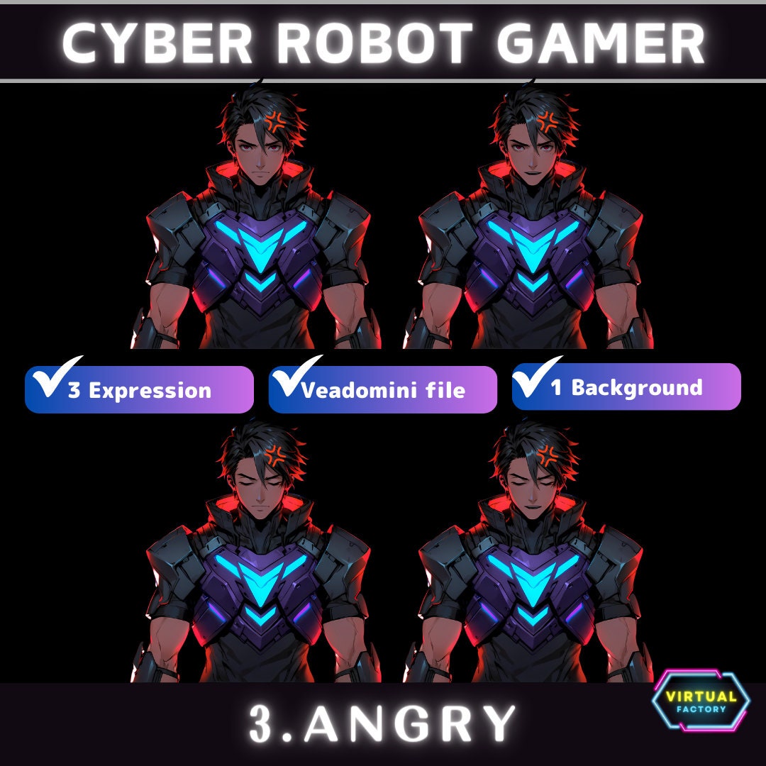 Premade Pngtuber Model Robot Boy Vtuber Model Male PNG Vtuber Avatar ...