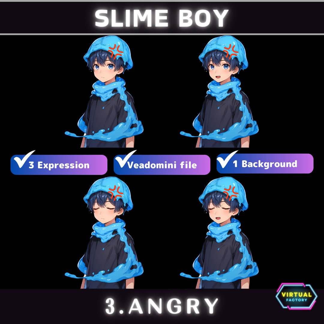 Premade Pngtuber Model Slime Gamer Boy Vtuber Model Male PNG Vtuber ...