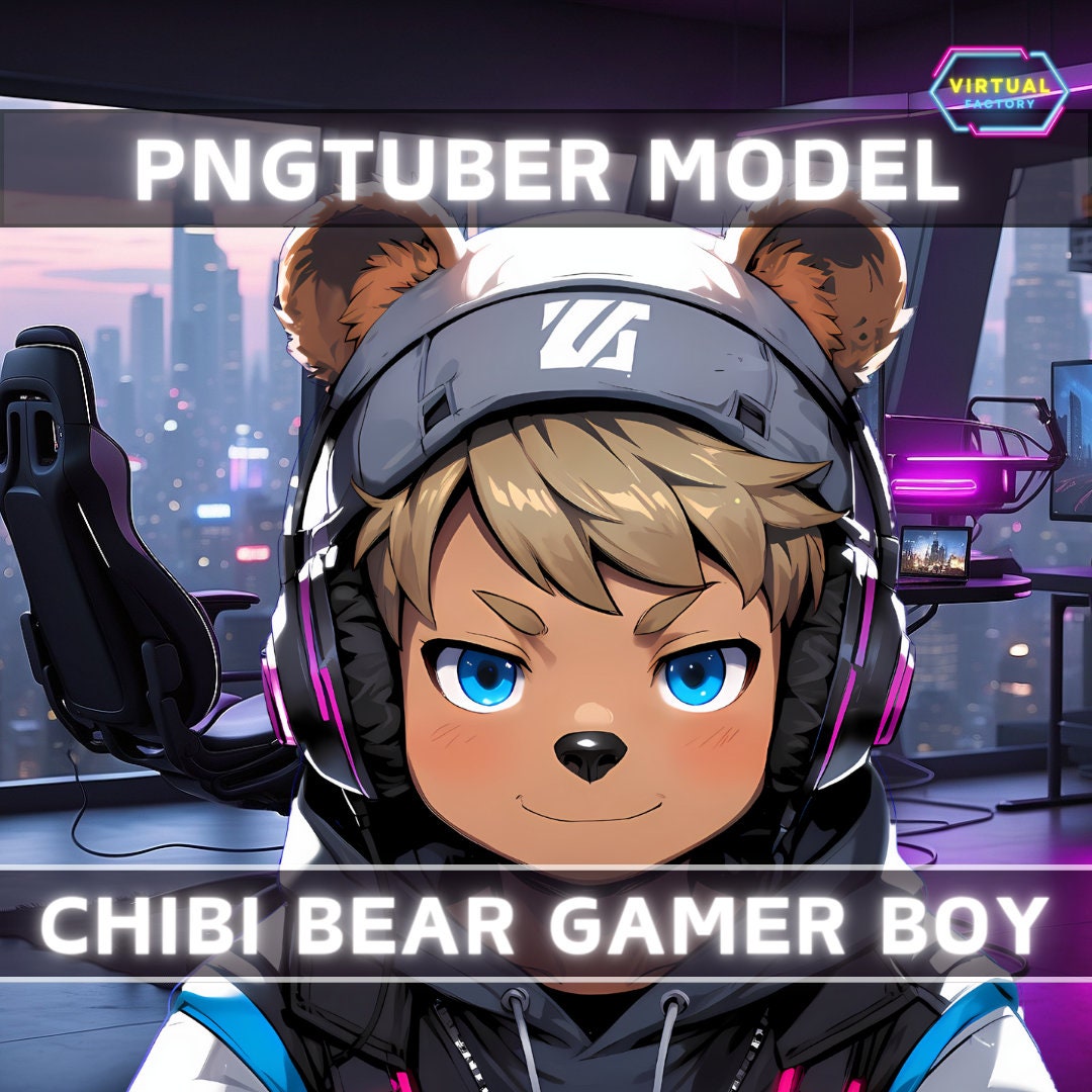 Premade Pngtuber Model Chibi Bear Boy Vtuber Model Male PNG Vtuber ...