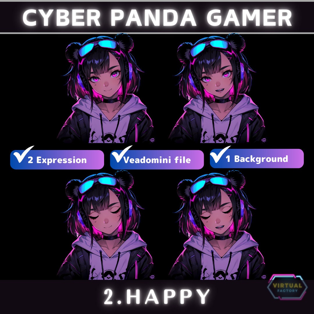 Premade Pngtuber Model Panda Girl Vtuber Model Cute PNG Vtuber Avatar ...