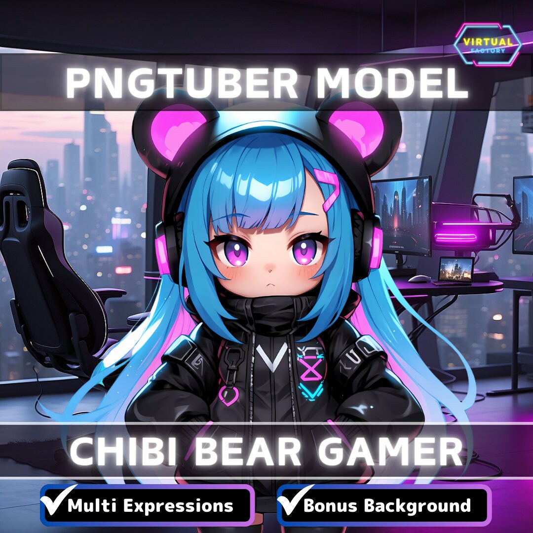 Premade Pngtuber Model Chibi Bear Girl Vtuber Model Cute Female PNG ...