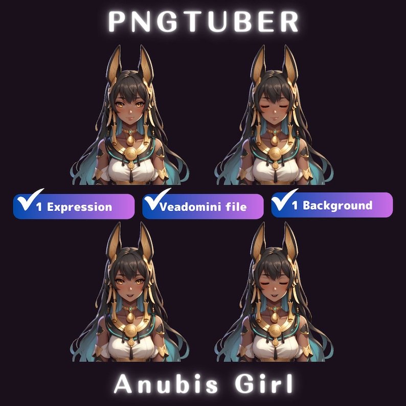 Pngtuber Premade Model Anubis Girl With Animated Background Twitch ...