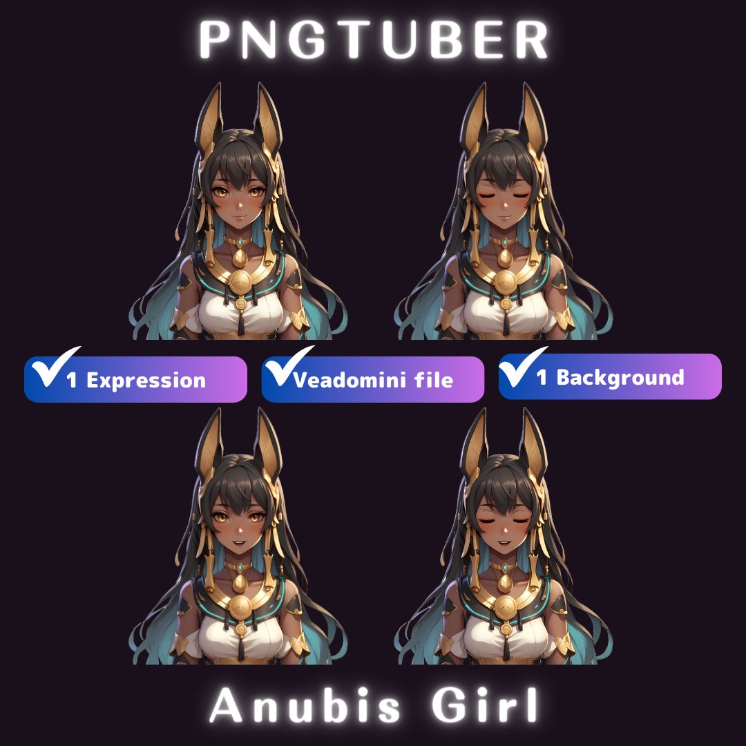 Pngtuber Premade Model Anubis Girl With Animated Background Twitch ...