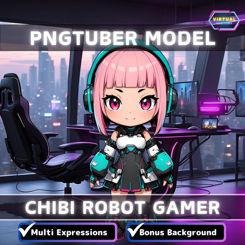 Premade Pngtuber Model Chibi Robot Girl Vtuber Model Cute Female PNG ...