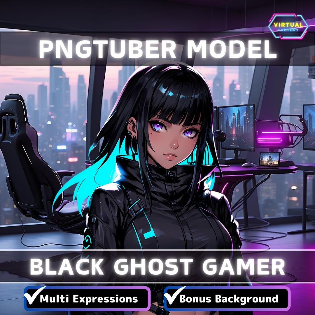Premade Pngtuber Model Black Ghost Girl Vtuber Model Cute Female PNG ...