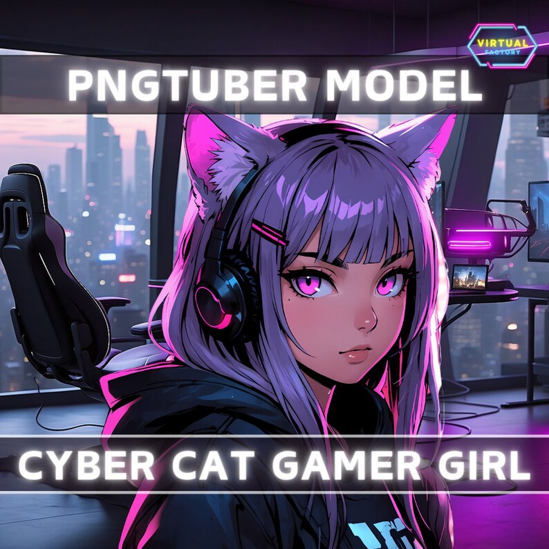 Premade Pngtuber Model Cat Girl Vtuber Model Cute PNG Vtuber Avatar ...