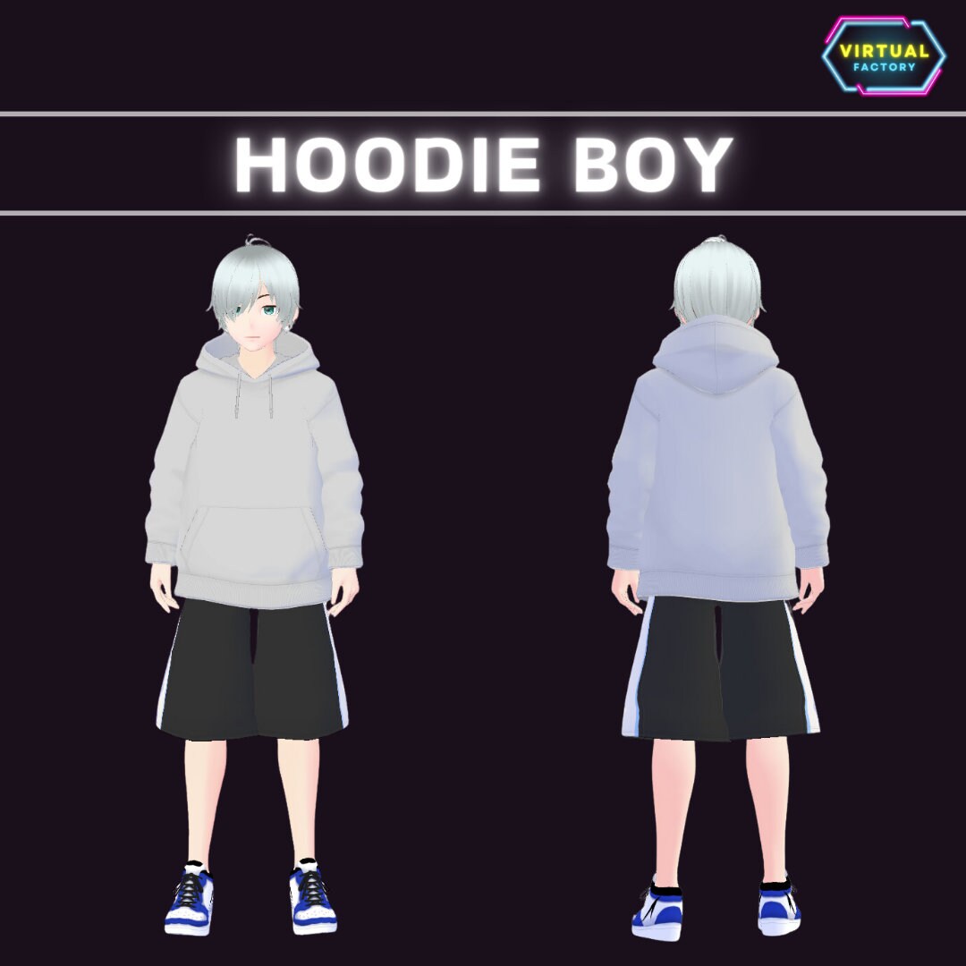 Premade 3D Vtuber Model Hoodie Boy Ready to Use Vroid VRM L Twitch ...