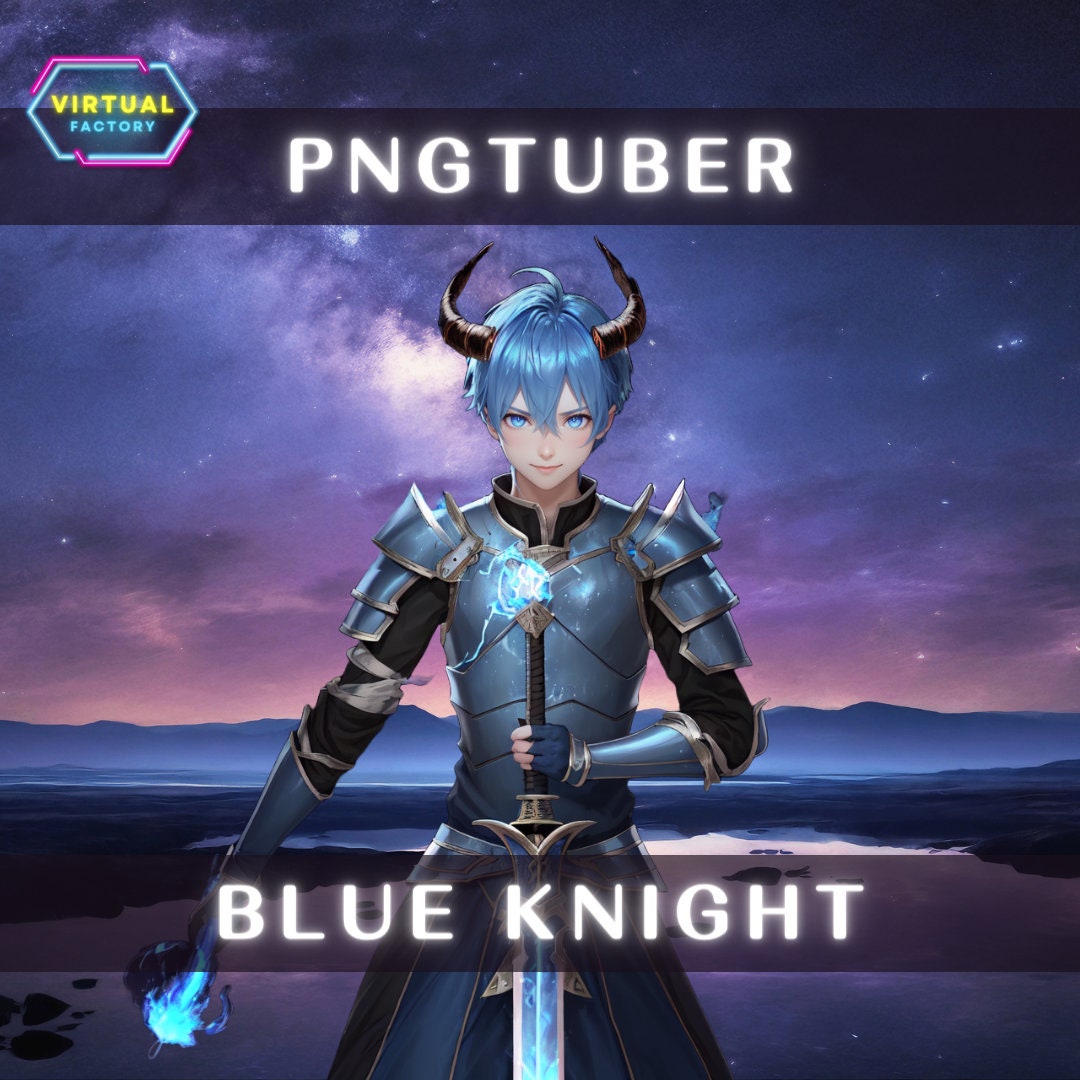 Pngtuber Premade Model Blue Knight With Animated Background Sample ...