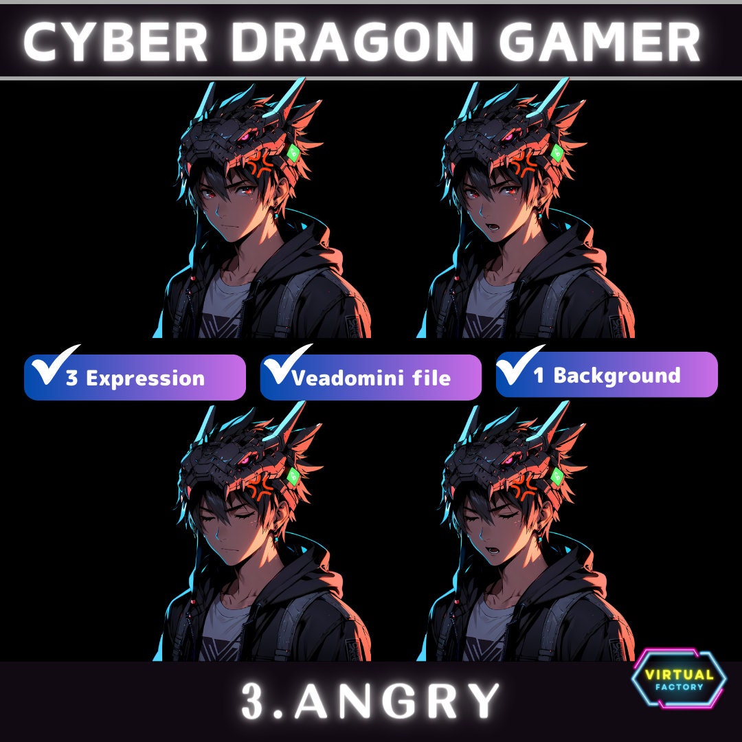 Premade Pngtuber Model Dragon Boy Vtuber Model Male PNG Vtuber Avatar ...