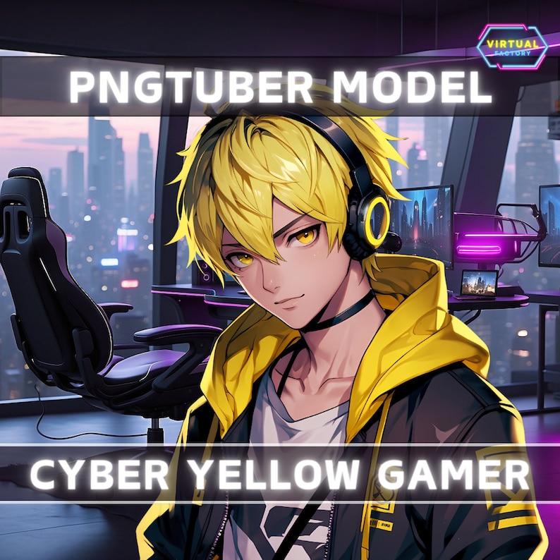 Pngtuber Premade Model Cyber Yellow Gamer Boy | Twitch | Youtube ...