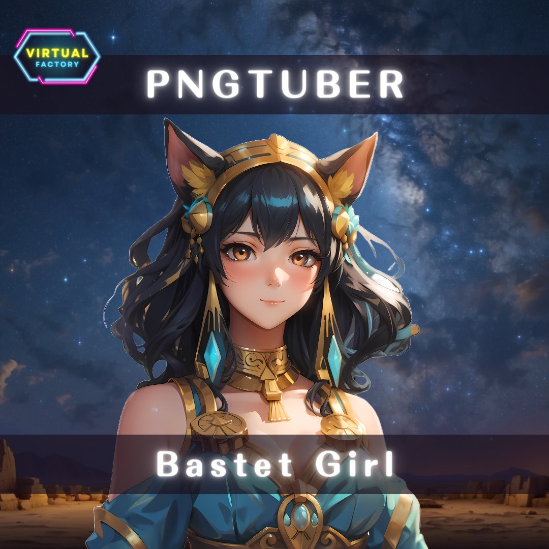 Pngtuber Premade Model Bastet Girl With Animated Background Twitch Youtube Vtuber Veadotube ...