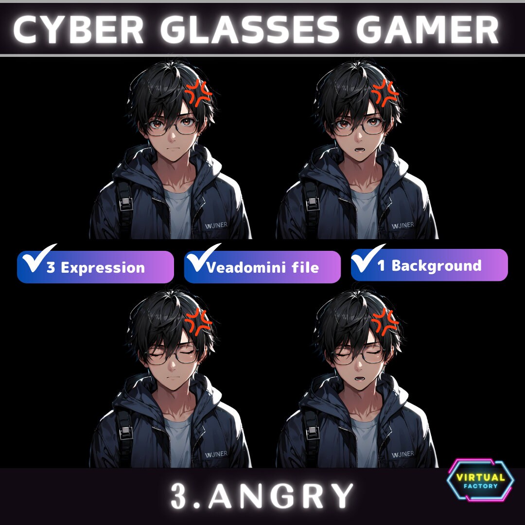 Premade Pngtuber Model Glasses Boy Vtuber Model Male PNG Vtuber Avatar ...